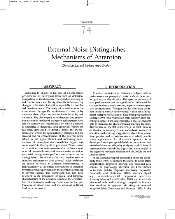 (PDF) External Noise Distinguishes Mechanisms of Attention