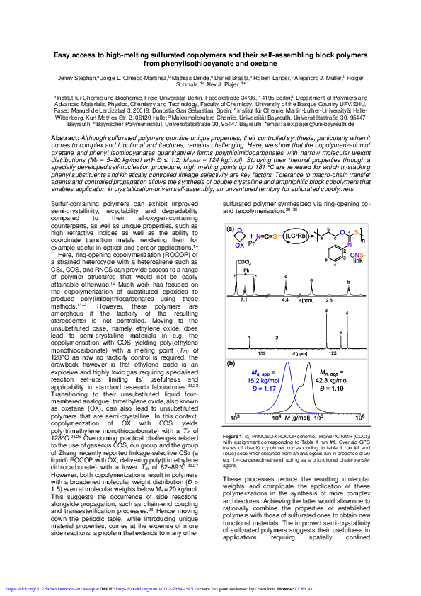 (PDF) Easy access to high-melting sulfurated copolymers and their self-assembling block polymers ...