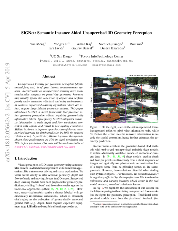 (PDF) SIGNet: Semantic Instance Aided Unsupervised 3D Geometry Perception