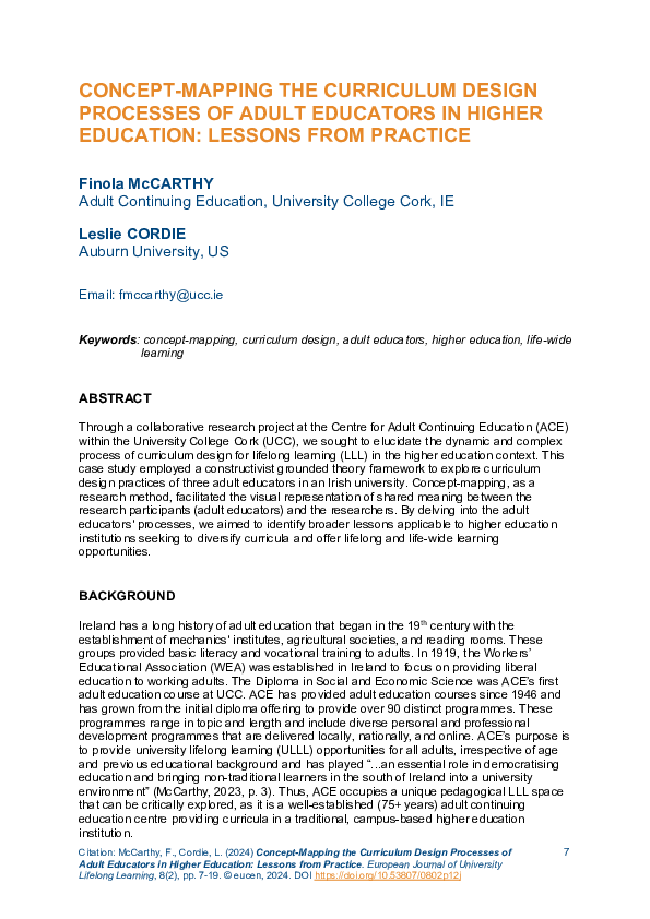 (PDF) CONCEPT-MAPPING THE CURRICULUM DESIGN PROCESSES OF ADULT ...