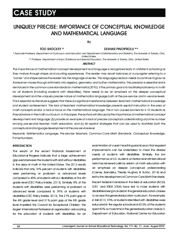 (PDF) Uniquely Precise: Importance of Conceptual Knowledge and ...