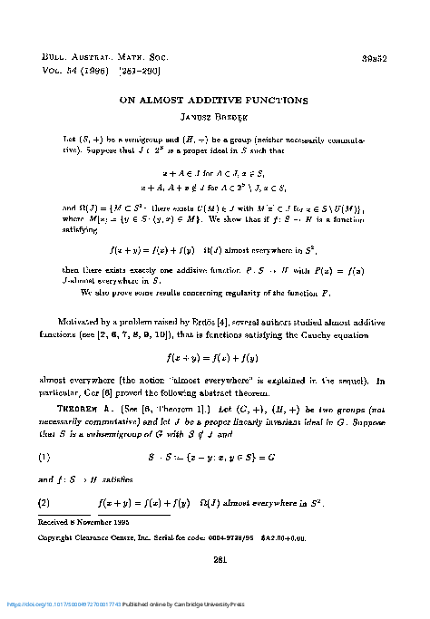 (PDF) On almost additive functions
