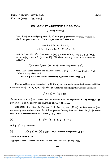 (PDF) On almost additive functions