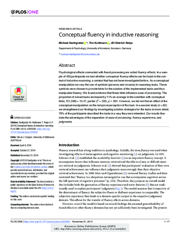 (PDF) Conceptual fluency in inductive reasoning