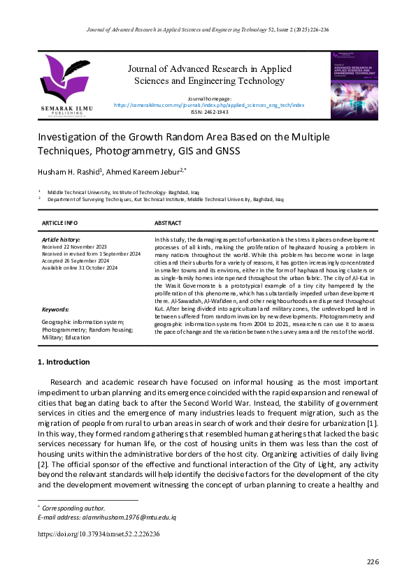 (PDF) Investigation of the Growth Random Area Based on the Multiple ...
