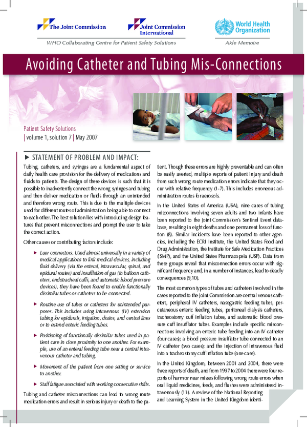 (PDF) Avoiding catheter and Tubing Mis-connections