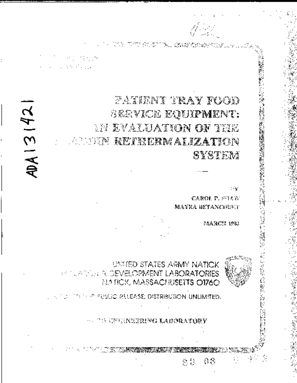 (PDF) Patient Tray Food Service Equipment: An Evaluation of the Aladdin ...