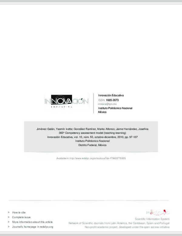 (PDF) 360 Competency assessment model (teaching-learning)