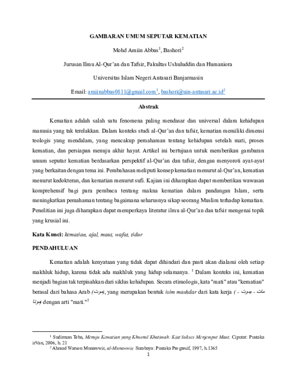 (PDF) GAMBARAN UMUM SEPUTAR KEMATIAN