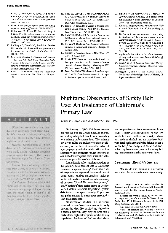 (PDF) Nighttime observations of safety belt use: an evaluation of ...