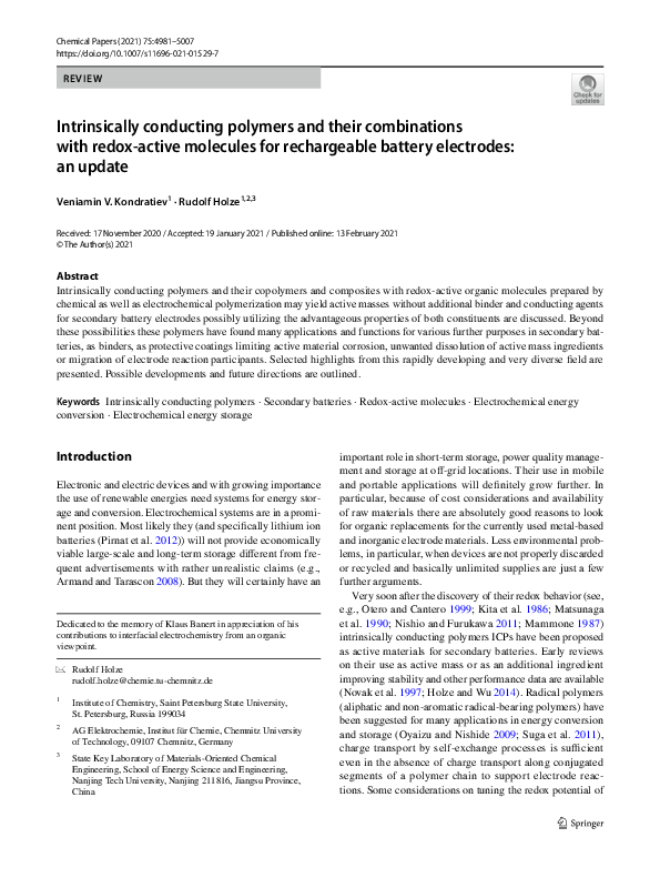 (PDF) Intrinsically conducting polymers and their combinations with ...