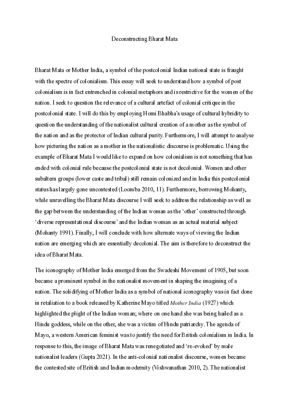 (PDF) Deconstructing Bharat Mata