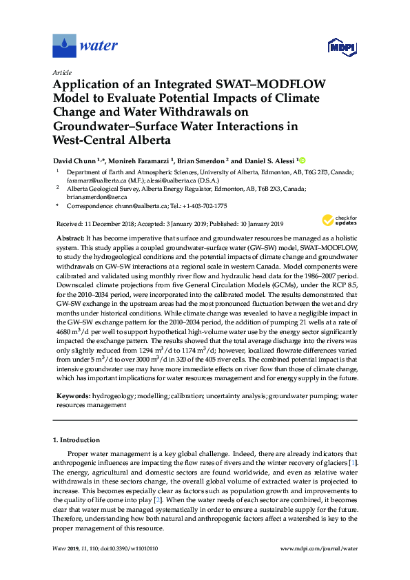 (PDF) Application of an Integrated SWAT–MODFLOW Model to Evaluate Potential Impacts of Climate ...