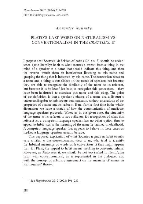 (PDF) Plato’s Last Word on Naturalism vs Conventionalism in the ...