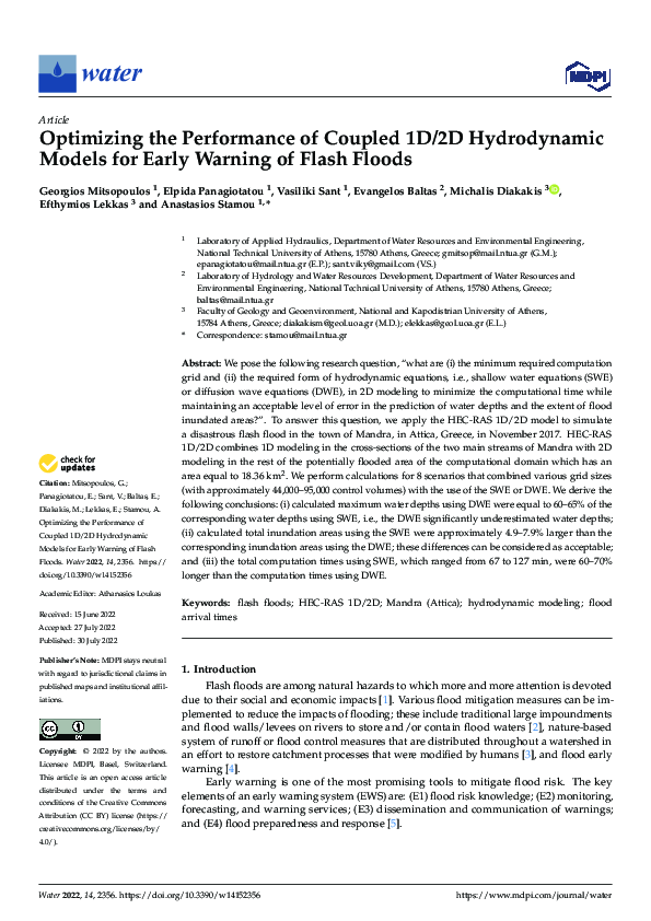 (PDF) Optimizing the Performance of Coupled 1D/2D Hydrodynamic Models for Early Warning of Flash ...