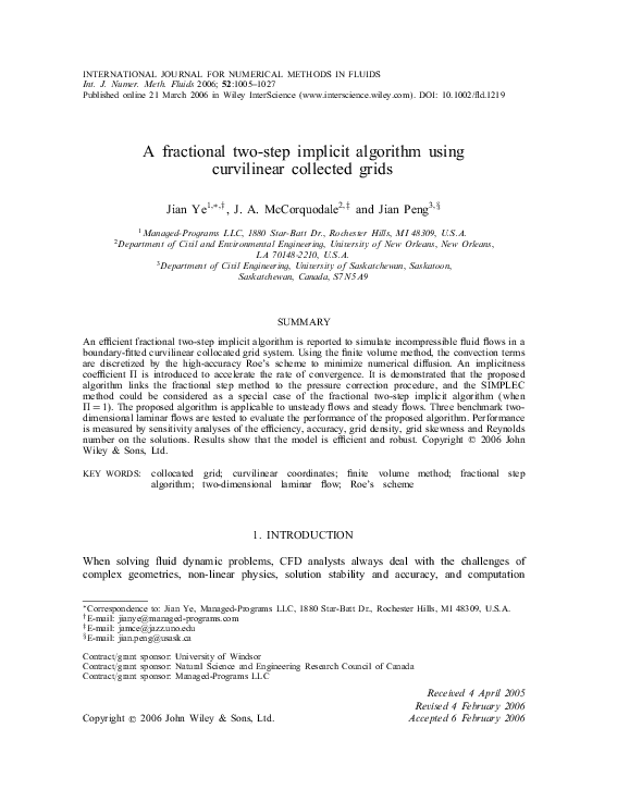 (PDF) A fractional two-step implicit algorithm using curvilinear collected grids
