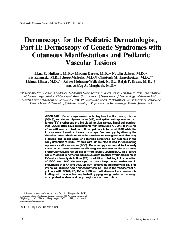 (PDF) Dermoscopy for the Pediatric Dermatologist Part I: Dermoscopy of ...