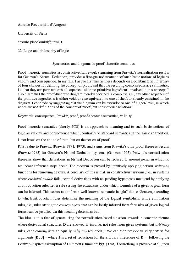 (PDF) Symmetries and diagram in proof-theoretic semantics