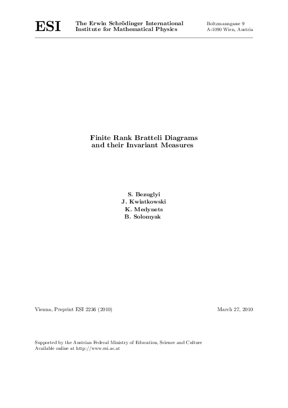 (PDF) Finite Rank Bratteli Diagrams and their Invariant Measures