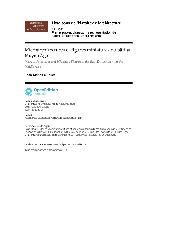 (PDF) Microarchitectures et figures miniatures du bâti au Moyen Âge