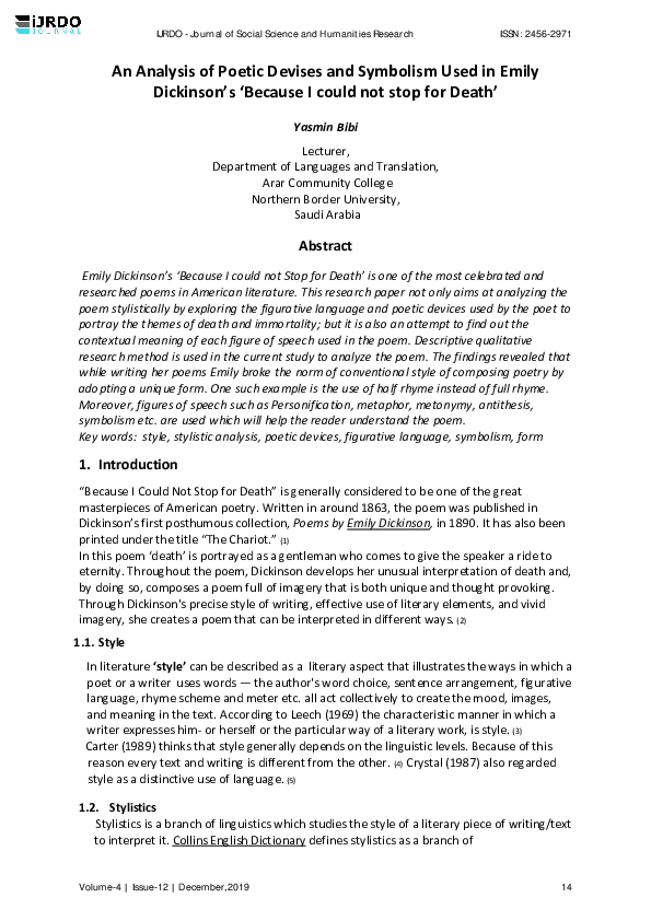 (PDF) An Analysis of Poetic Devises and Symbolism Used in Emily ...