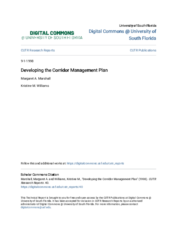 (PDF) Developing the Corridor Management Plan