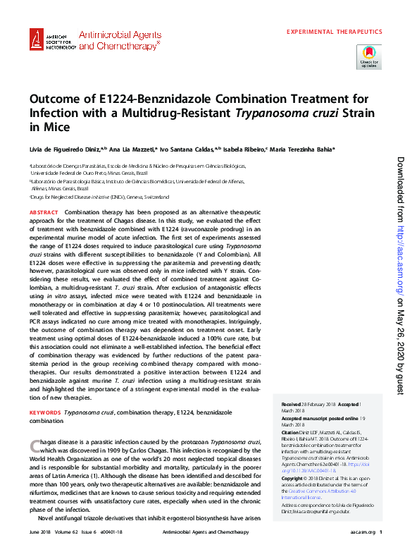 (PDF) Outcome of E1224-Benznidazole Combination Treatment for Infection ...