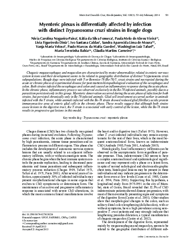 (PDF) Myenteric plexus is differentially affected by infection with ...