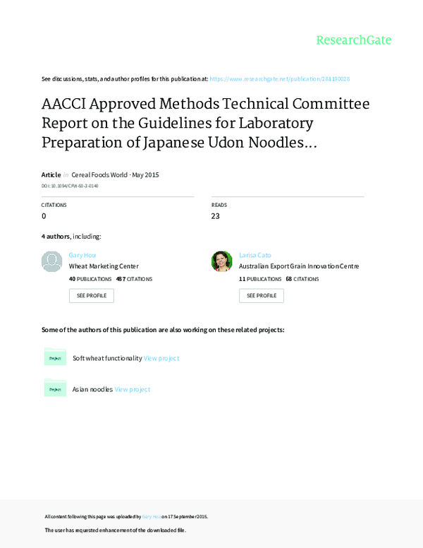(PDF) AACCI Approved Methods Technical Committee Report on the ...