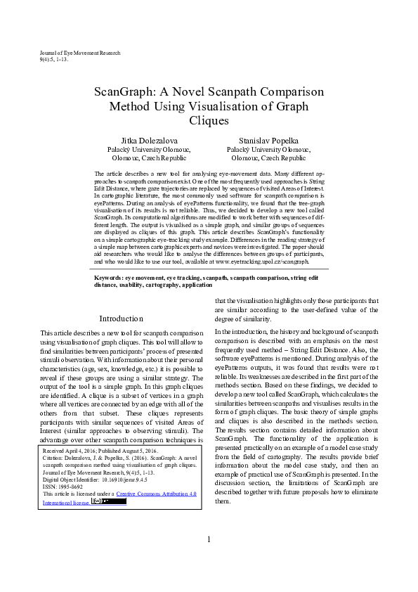 (PDF) ScanGraph: A Novel Scanpath Comparison Method Using Visualisation of Graph Cliques