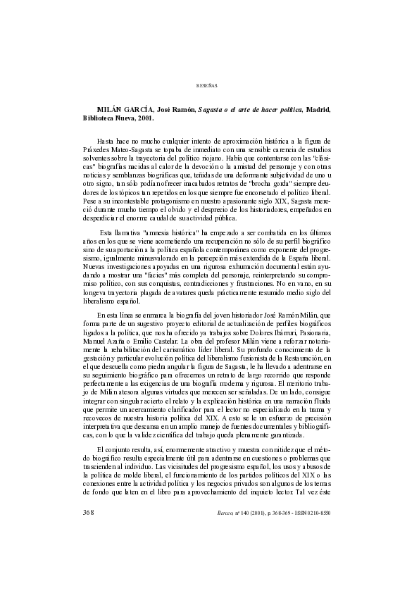 (PDF) Milán García, José Ramón, Sagasta o el arte de hacer política ...