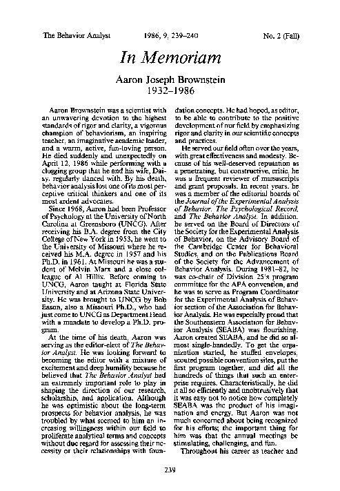 (PDF) Aaron Joseph Brownstein 1932–1986