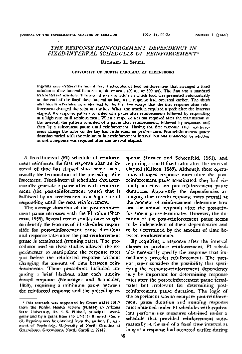(PDF) The Response‐Reinforcement Dependency in Fixed‐Interval Schedules ...