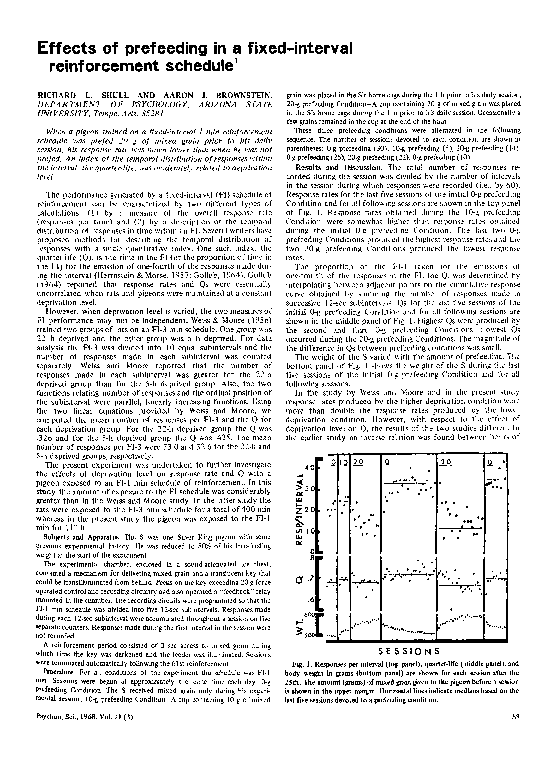 (PDF) Effects of prefeeding in a fixed-interval reinforcement schedule