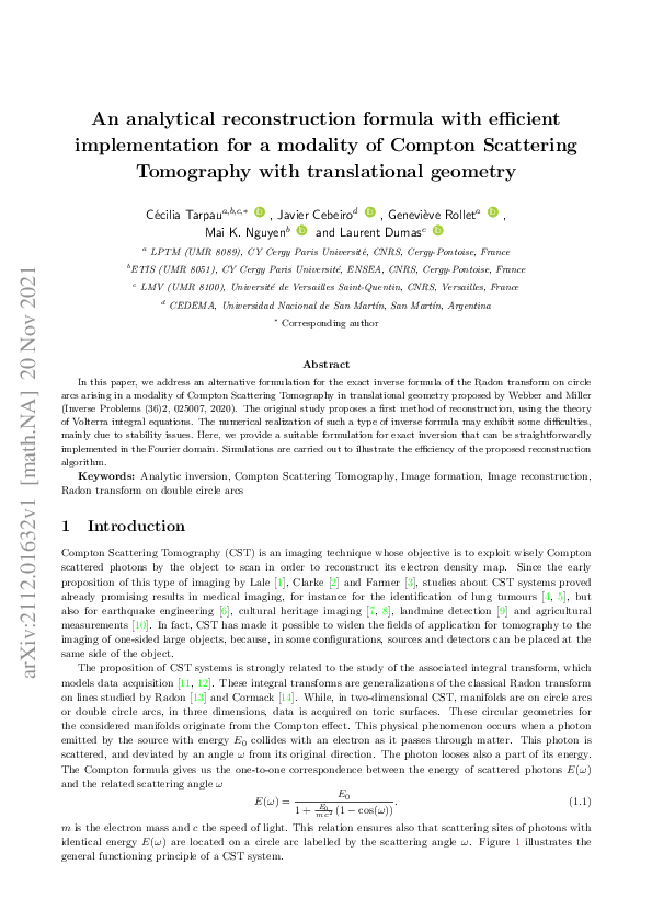 (PDF) Analytical reconstruction formula with efficient implementation ...