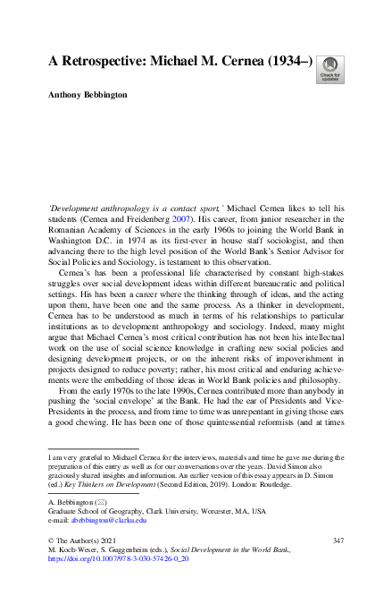 (PDF) A Retrospective: Michael M. Cernea (1934–)