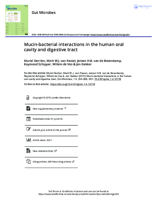 (PDF) Mucin-bacterial interactions in the human oral cavity and ...