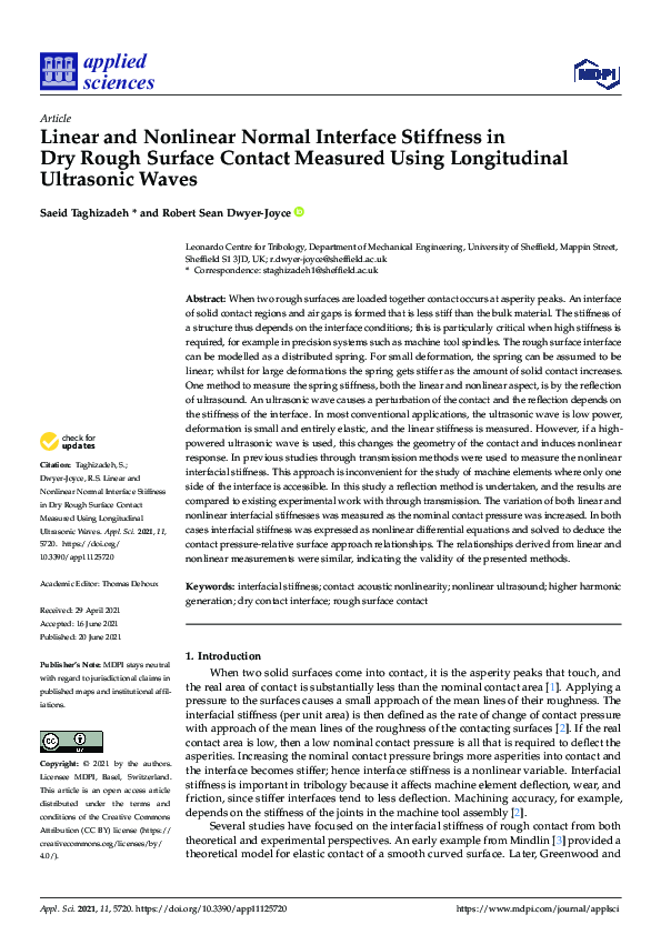 (PDF) Linear and Nonlinear Normal Interface Stiffness in Dry Rough ...