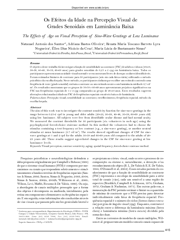 (PDF) Os efeitos da idade na percepção visual de grades senoidais em ...