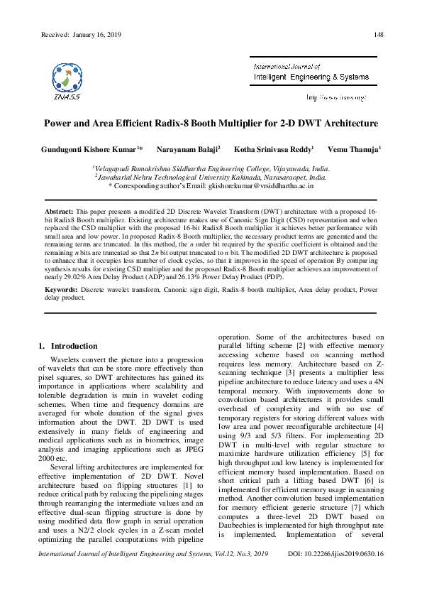 (PDF) Power and Area Efficient Radix-8 Booth Multiplier for 2-D DWT Architecture