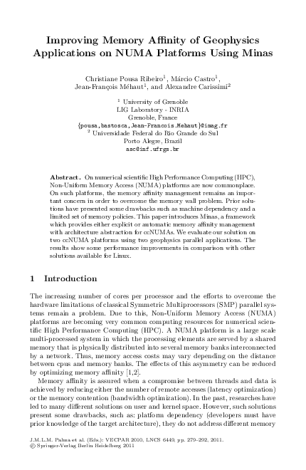 (PDF) Improving memory affinity of geophysics applications on NUMA ...