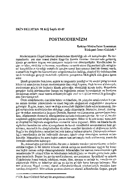 (PDF) POSTMODERNİZM _ Peter Eisenman