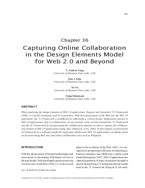 (PDF) Capturing Online Collaboration in the Design Elements Model for ...
