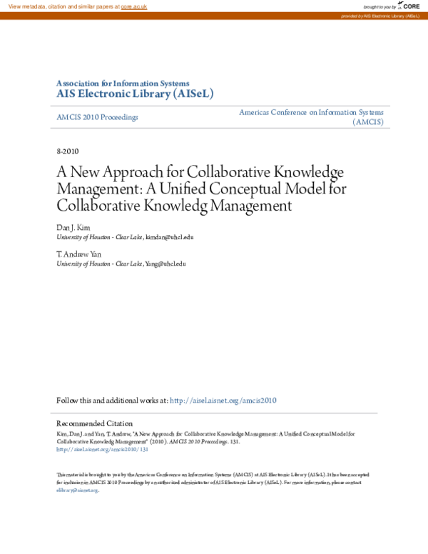 (PDF) A New Approach for Collaborative Knowledge Management: A Unified ...