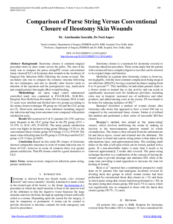 (PDF) Comparison of Purse String Versus Conventional Closure of ...