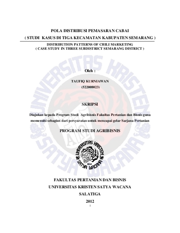(PDF) Pola Distribusi Pemasaran Cabai (Studi Kasus di Tiga Kecamatan Kabupaten Semarang ...