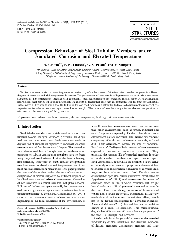 (PDF) Compression Behaviour of Steel Tubular Members under Simulated ...
