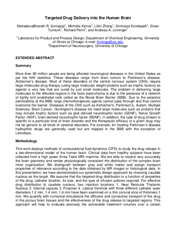 (PDF) Targeted drug delivery into the human brain