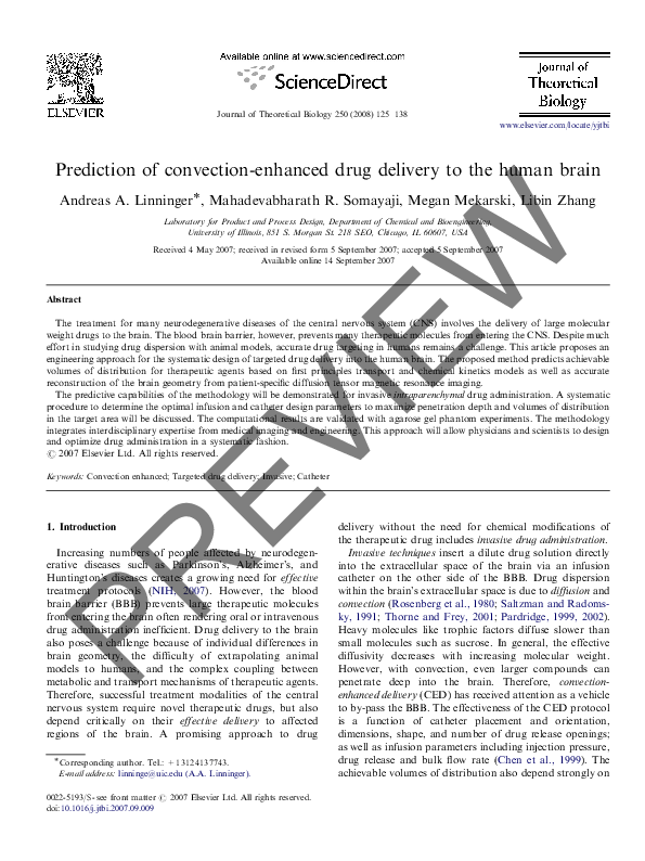 (PDF) Prediction of convection-enhanced drug delivery to the human brain