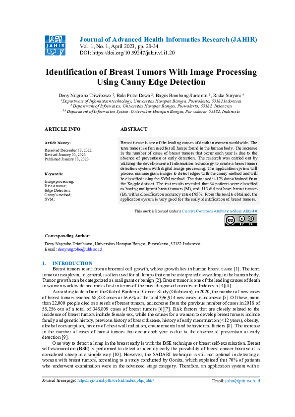(PDF) Identification of Breast Tumors With Image Processing Using Canny Edge Detection